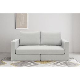 DOMO collection 2-Sitzer &raquo;Bibury, modernes Sofa, B/T/H: 178/80/90 cm&laquo; Sitzfl&auml;che mit Federkern, inkl. 2 R&uuml;ckenkissen silber 100% Polyester