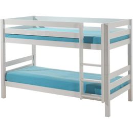 Vipack Etagenbett &raquo;Pino, inkl. Rolllattenrost, Leiter und Absturzschutz&laquo; B/H/T ca. 210x140x105cm, massiv Kiefer 2 Farben zur Wahl, optional mit Bettschublade