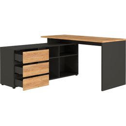 Germania Eckschreibtisch &raquo;GW-Lissabon Winkelschreibtisch&laquo; mit integriertem Sideboard, rechts oder links montierbar braun
