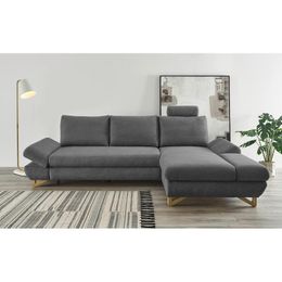 Home Affaire Ecksofa &raquo;City/Giron, L-Form,&laquo; verstellbare Armlehnen mit Rasterfunktion grau 100% PES;Schwer entflammbar ! (BS 5852-0/ EN 1021-1);