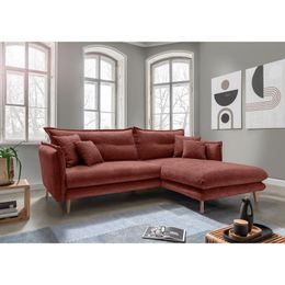 Home Affaire Ecksofa &raquo;Lazio modern und bequem, schmale Armlehnen, tolle Detailverarbeitung&laquo; zwei verschiedene Fu&szlig;farben w&auml;hlbar orange 100% Polyester