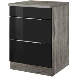 KOCHSTATION Kochfeldumbauschrank &raquo;KS-Brindisi&laquo; 60 cm breit, f&uuml;r autarkes Kochfeld schwarz Holzwerkstoff, MDF