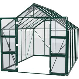 Vitavia Gew&auml;chshaus &raquo;Domus 9900&laquo; Doppelschwingt&uuml;ren und bodentiefer T&uuml;rschwelle, 3 mm Sicherheitsglas gr&uuml;n
