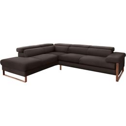 W.Schillig Ecksofa &raquo;finn, Designsofa mit tollem Sitzkomfort, bequem, L-Form&laquo; German Design Award 2016, Fu&szlig;gestell Nussbaum natur, Breite 281 cm braun 
