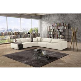 Egoitaliano Ecksofa &raquo;Beverly, extravangantes Designsofa mit erstklassigem Sitzkomfort&laquo; wahlweise mit elektrischer Relaxfunktion, Kopfteilverstellung beige Leder &raquo;