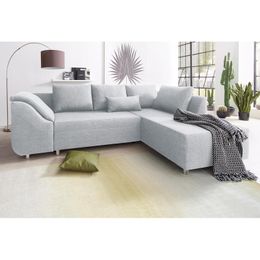 Collection AB Ecksofa &raquo;Sally L-Form&laquo; mit und ohne Bettfunktion, inklusive loser R&uuml;cken- und Zierkissen grau Microfaser PRIMABELLE (100% Polyester) / 
