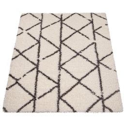 Paco Home Hochflor-Teppich &raquo;Maghreb 78&laquo; rechteckig 44 mm H&ouml;he modernes Design, weich und flauschig beige Polyester