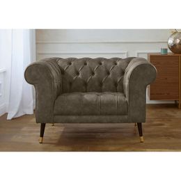 Home Affaire Loveseat &raquo;Tinnum Loveseat, Chesterfield Sessel&laquo; gr&uuml;n Luxus-Microfaser Vintageoptik (66% PU, 27% Polyester, 7% Baumwolle);Struktur weich( 