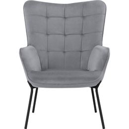 OTTO home Loungesessel &raquo;Luukas, Ohrensessel mit Metallbeinen,&laquo; 1 Stk. tlg. Stoff recyceltes Polyester, Sitz und R&uuml;cken gepolstert, Sitzh&ouml;he 46 cm 
