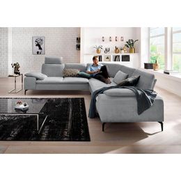 W.Schillig Ecksofa &raquo;valentinoo, Designsofa, elegant und bequem, L-Form&laquo; mit Sitztiefenverstellung, Breite 318 cm grau Chenille-Flachgewebe R66 (85% 