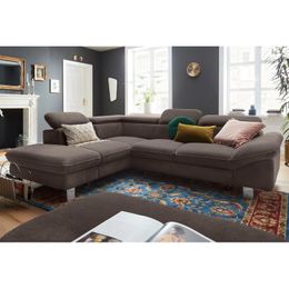COTTA Ecksofa &raquo;Driver L-Form&laquo; mit Kopfteilverstellung, wahlweise mit Bettfunktion & Bettkasten braun Struktur (100% Polyester);Chenille (90% Polyester