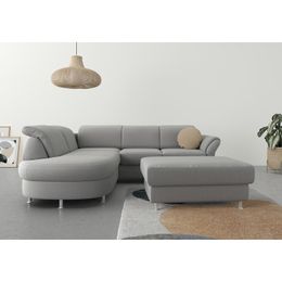 Sit & More sit&more Ecksofa &raquo;Apulia L-Form&laquo; wahlweise Bettfunktion, Bettkasten und Kopf- und Armteilverstellung grau Webstoff (100% Polyester);Struktur weich (90