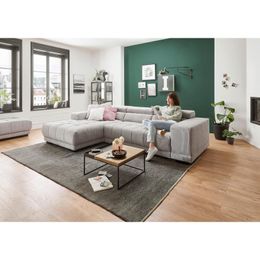 Die PlanBar Ecksofa &raquo;MP-IN15053 L-Form schmaler Schenkel&laquo; mit Kopfteilverstellung, wahlweise mit manueller Vorziehbank grau 88% Polyester; 12% 