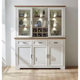 Innostyle Vitrine &raquo;Jasmin&laquo; 1 Sideboard und 1 Aufsatzvitrine, 2-teilig wei&szlig; Holzwerkstoff, MDF