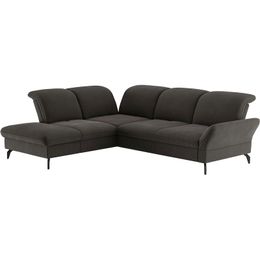 Sit & More sit&more Ecksofa &raquo;Leandro L-Form&laquo; Wahlweise mit Bett-, Kopfteil - und Armlehnfunktion, sowie Stauraum grau 100% Polyester