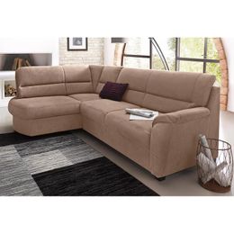 Sit & More sit&more Ecksofa &raquo;Pandora L-Form&laquo; wahlweise mit Bettfunktion und Bettkasten braun Luxus-Microfaser ALTARA NUBUCK (100% Polyester);Luxus-Microfaser 