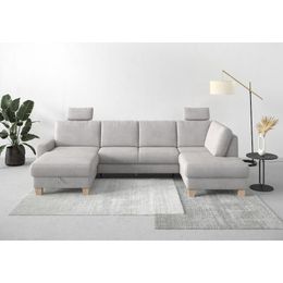 Home Affaire Wohnlandschaft &raquo;Summer U-Form&laquo; mit oder ohne Bettfunktion und Bettkasten, Cord-Bezug silber 95% Polyester, 5% Polyamid