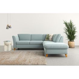 Home Affaire Ecksofa &raquo;Trelleborg L-Form&laquo; Federkern-Polsterung, wahlweise mit Bettfunktion und Stauraum blau 100% Polyester