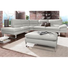 Calia italia Ecksofa &raquo;Dave, italienisches Designsofa mit erstklassigem Sitzkomfort, L-Form&laquo; mit tollen Lederbez&uuml;gen grau NaturLeder Sorrento;Leder 