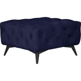 Home Affaire Polsterhocker &raquo;Glynis&laquo; aufw&auml;ndige Knopfheftung, moderne Chesterfield Optik, Fu&szlig;farbe w&auml;hlbar blau Struktur (100% Polyester);Samtoptik (