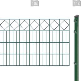 Arvotec Doppelstabmattenzaun &raquo;EXCLUSIVE 80 zum Einbetonieren "Karo" mit Zierleiste&laquo; Zaunh&ouml;he 80 cm, Zaunl&auml;nge 2 - 60 m gr&uuml;n Kunststoff, Stahl