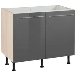 Optifit Sp&uuml;lenschrank &raquo;Bern&laquo; 100 cm breit, mit 2 T&uuml;ren, h&ouml;henverstellbare F&uuml;&szlig;e, mit Metallgriffen grau