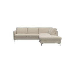 FLEXLUX Ecksofa &raquo;Fiore, L-Form&laquo; schmale Armlehnen, F&uuml;&szlig;e Alu/schwarz, B/T 234/225cm, Kaltschaum im Sitz wei&szlig; 100% Polyester