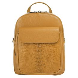 CLUTY Damen Cityrucksack echt Leder, Made in Italy gelb B/H/T: 26cm x 22cm x 9cm, onesize