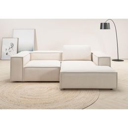Home Affaire Ecksofa &raquo;Watertown, kompakte L-Form, 246 cm breite f&uuml;r kleinere R&auml;ume&laquo; modernes Ecksofa mit Feincordbezug, platzsparend & bequem beige 