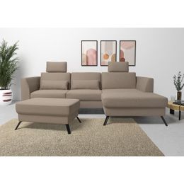 Sit & More sit&more Ecksofa &raquo;Olsen L-Form&laquo; inklusive Sitztiefenverstellung, wahlweise mit Bettfunktion, 15cm hoch grau 98% Polyester 2%Polyamid