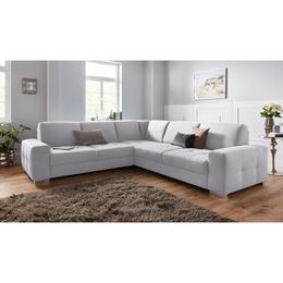 Sit & More sit&more Ecksofa &raquo;Santorini L-Form&laquo; mit Federkern und Sitztiefenverstellung, wahlweise mit Bettfunktion silber Struktur (100% Polyester);Struktur fein