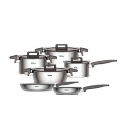 Woll Topf-Set &raquo;Concept&laquo; Set, Kochtopf 20/24cm, Bratentopf 24cm, Stieltopf 18cm, Bratpfanne 20/28cm, 10 Stk. tlg. Edelstahl 18/10 silber