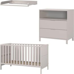 Germania Babym&ouml;bel-Set &raquo;GW-Alkmaar&laquo; 3 Stk. tlg. mit mitwachsendem Kinderbett braun Holz teilmassiv, Metall, Spanplatte
