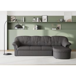 DOMO collection Ecksofa &raquo;Pegnitz, elegante R&uuml;ckensteppung, kompakte Stellma&szlig;e 238/141cm, L-Form&laquo; wahlweise mit Bettfunktion braun 100% Polyester