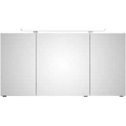 Badezimmerspiegelschrank &raquo;Serie 4010 Badezimmer-Spiegelschrank inkl. LED-Aufsatzleuchte&laquo; Badschrank 140 cm breit, 3 T&uuml;ren, 6 Glas-Einlegeb&ouml;den, inkl 