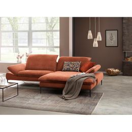 W.Schillig Ecksofa &raquo;enjoy&MORE&laquo; in Living coral, F&uuml;&szlig;e schwarz pulverbeschichtet, Breite 294 cm orange Schlingenpolgewebe W82 (74% Polyacryl, 26% 