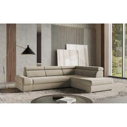 Sit & More sit&more Ecksofa &raquo;Broadway L-Form&laquo; mit verstellbaren Kopfteilen, wahlweise mit Bettfunktion beige 100% Polyester