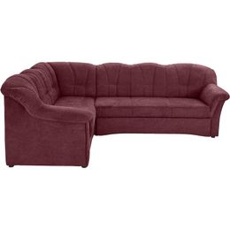 DOMO collection Ecksofa &raquo;Papenburg B/T/H: 242/190/84 cm L-Form&laquo; wahlweise mit Bettfunktion, Langer Schenkel links oder rechts lila Struktur ( 90% 