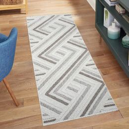 Carpet City Teppich &raquo;LINDO 7590&laquo; rechteckig 11 mm H&ouml;he Kurzflor, Hochtief-Muster/ 3D-Effekt, Fransen, Boho-Stil, Wohnzimmer beige Obermaterial: 100% Polyester