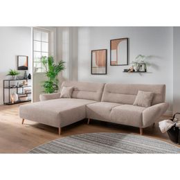 Home Affaire Ecksofa &raquo;Drago, elegant und zeitlos, komfortabel, Holzfu&szlig;, L-Form&laquo; frei im Raum stellbar, inkl. 2 Zierkissen beige 100% Polyester