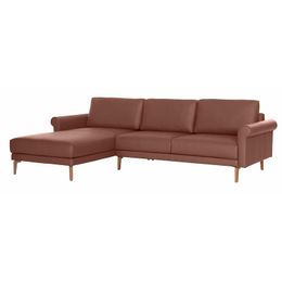 Creation BY ROLF BENZ Ecksofa &raquo;CR.450, Designecksofa, L-Form&laquo; Armlehne Schnecke modern Landhaus, Breite 262 cm, Fu&szlig; Nussbaum braun NaturLEDER OSKAR (