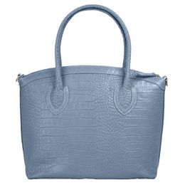 CLUTY Damen Henkeltasche echt Leder, Made in Italy blau