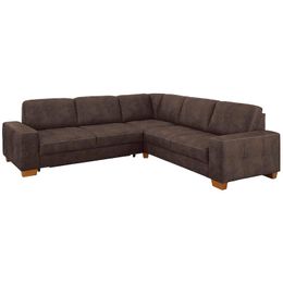Home Affaire Ecksofa &raquo;Puccini L-Form&laquo; mit Federkern, Sitztiefenverstellung, Kontrastnaht braun Luxus-Microfaser Lederoptik (100% Polyester);Luxus-