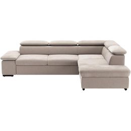 Sit & More sit&more Ecksofa &raquo;Alcudia L-Form&laquo; mit Armteilverstellung, optional Kopfteilverstellung und Bettfunktion grau 100% Polyester