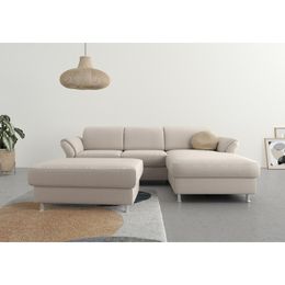 Sit & More sit&more Ecksofa &raquo;Apulia L-Form&laquo; wahlweise Bettfunktion, Bettkasten und Kopf- und Armteilverstellung grau Webstoff (100% Polyester);Struktur weich (90