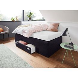 Westfalia Schlafkomfort Boxspringbett mit integrierter Schublade, frei im Raum stellbar schwarz Bezug Bett: Feinstrukturstoff (77% Polyester, 23%Viskose) oder Microfaser (100
