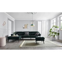 OTTO home Ecksofa &raquo;Bille L-Form&laquo; mit Naht im R&uuml;ckenkissen und Beinen aus Eichenholz gr&uuml;n Samtoptik (100% Polyester);Luxus-Microfaser weich (100% 
