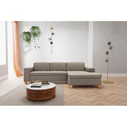 Home Affaire Ecksofa &raquo;Corby L-Form&laquo; wahlweise mit Bettfunktion, Steppung auf Sitzfl&auml;che grau Struktur fein (100% Polyester);Chenille (100% Polyester);