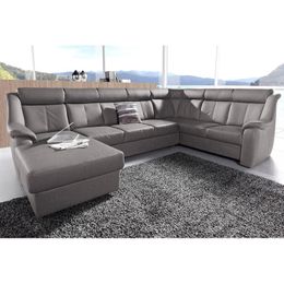 Sit & More sit&more Wohnlandschaft &raquo;Basel U-Form&laquo; wahlweise mit Relaxfunktion grau Luxus-Microfaser Altara Nubuck (100% Polyester);Kunstleder SOFTLUX ;NaturLEDER