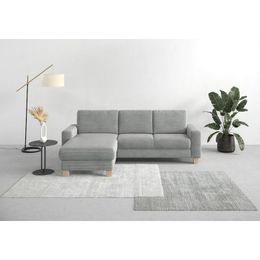 Home Affaire Ecksofa &raquo;Summer L-Form&laquo; mit Recamiere, mit oder ohne Bettfunktion und Bettkasten, Cord-Bezug silber 100% Polyester